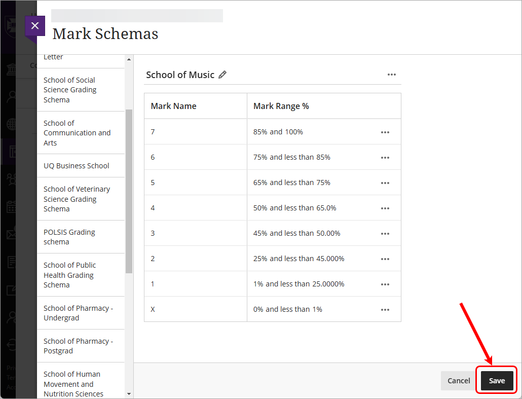 Create a Mark Schema (1-7 grades) (Ultra) - eLearning - University of Queensland